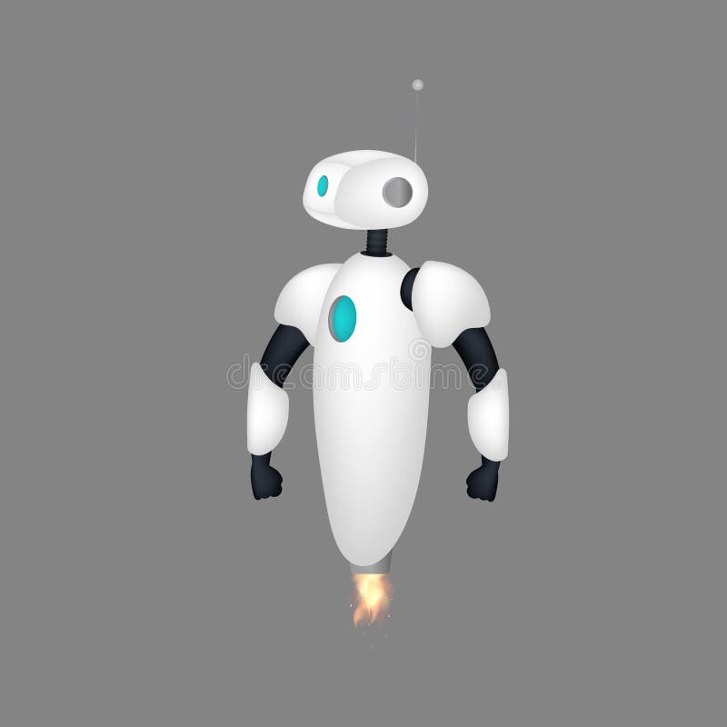 White Flying Robot. Large Chat Bot. Good for App Design. Vector. Stock ...