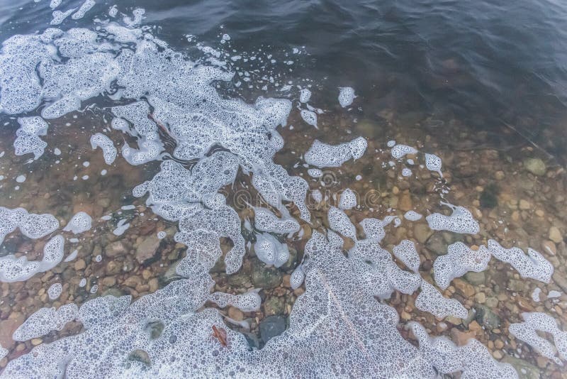 White Foam Abstract Natural Foamy Pattern on the Surface of the Water ...