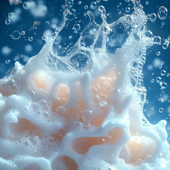 White Foam Exploding with Bubbles on Blue Background Stock Illustration - Illustration of ...