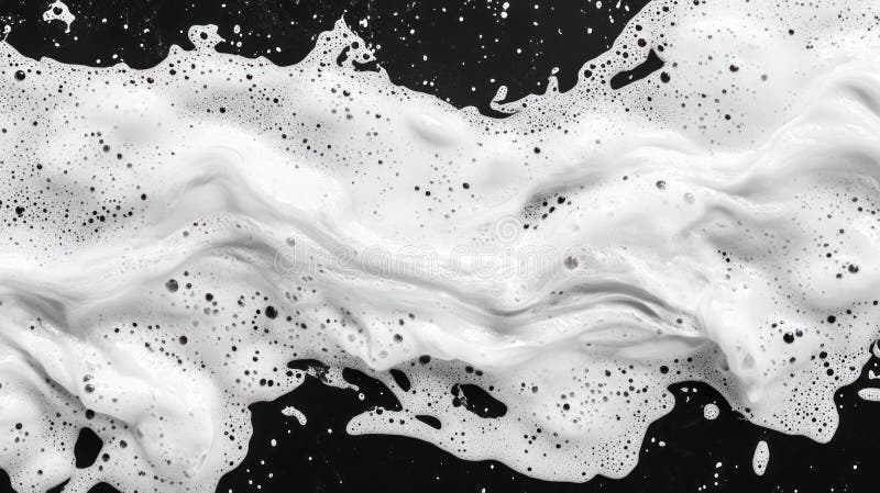 White Foam Texture Flowing Over Black Background Stock Photo - Image of ...