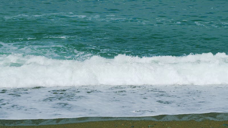 White Foam Wave Beaching on Sea Shore Pebble. Pebble Beach Foam Sea ...