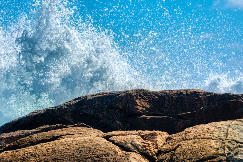 White Foamy Splashing Waves on the Rock Formation Stock Photo - Image ...