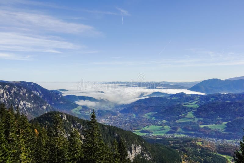 White Fog in a Deep Valley View from the Mountain Stock Photo - Image ...