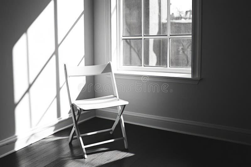 White Folding Chair Window stock image. Image of desk - 374623957