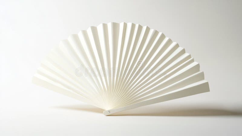White Folding Fan on White Background Elegant Minimalist Design Stock ...