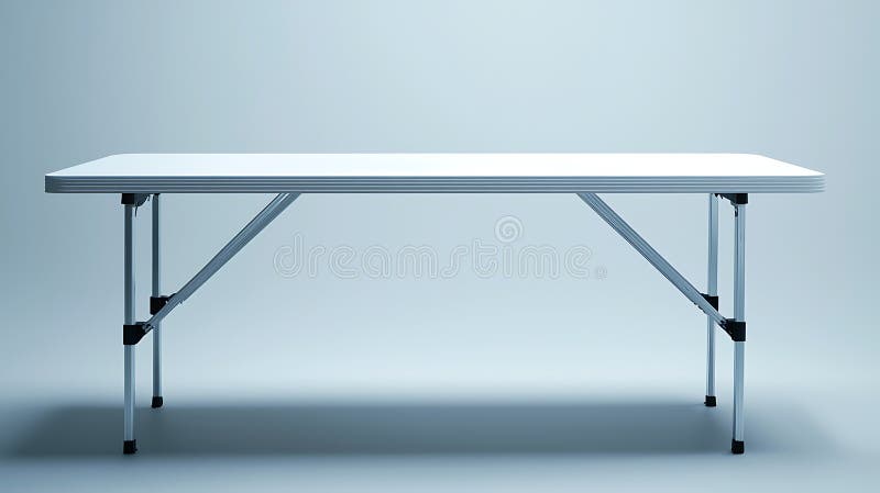 A White Folding Table with Metal Legs Stock Illustration - Illustration ...