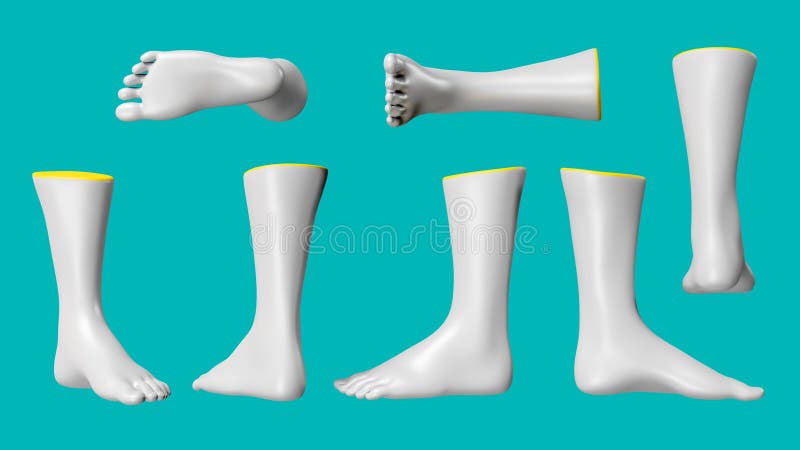 White Foot Statue, Every Angle, Clipping Path, 3D Render Stock ...
