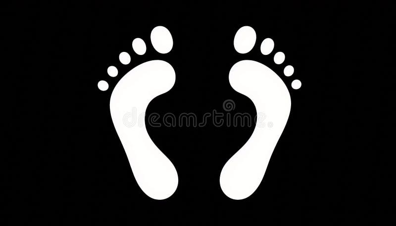 White Footprint Illustration on Black Background Stock Illustration ...