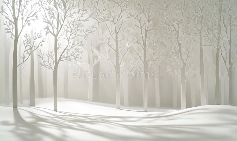 A White Forest with Trees and Snow Stock Image - Image of winter, woods ...