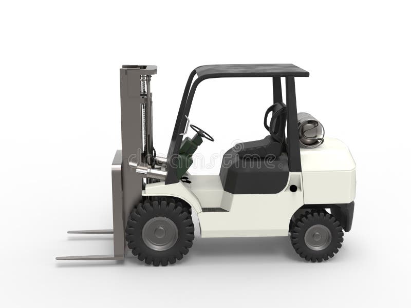 White forklift - side view stock illustration. Illustration of truck ...