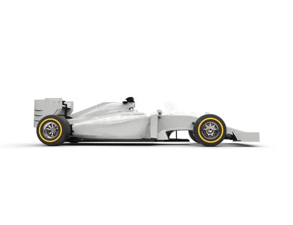 White Formula One Car - Left Side View Stock Photo - Image of race ...