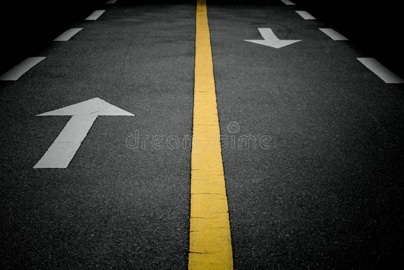 White Forward Arrow Signs on the Road. Stock Image - Image of white ...