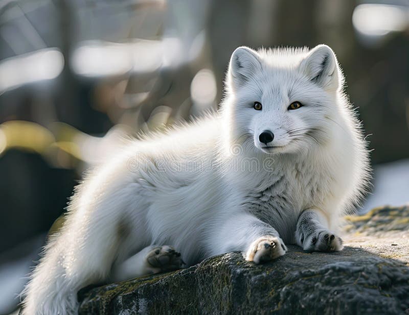 White Fox or Arctic Fox in Habitat Stock Illustration - Illustration of ...