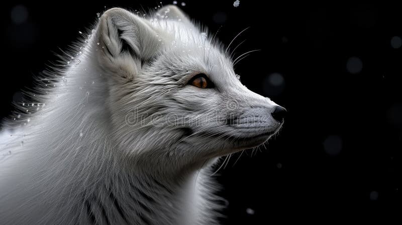 White Fox on a Black Background. White Fox in the Nature Stock Image ...