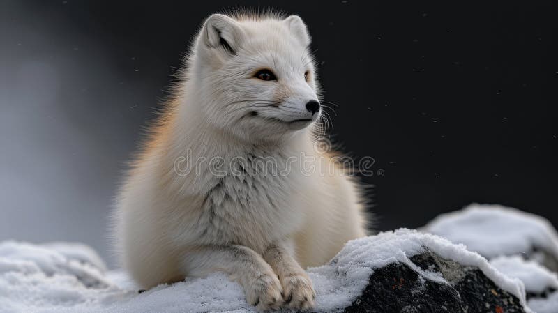 White Fox on a Black Background. White Fox in the Nature Stock Photo ...