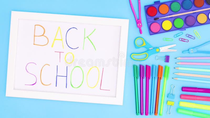 Back To School Title Title Blinking on Blue Theme with School ...