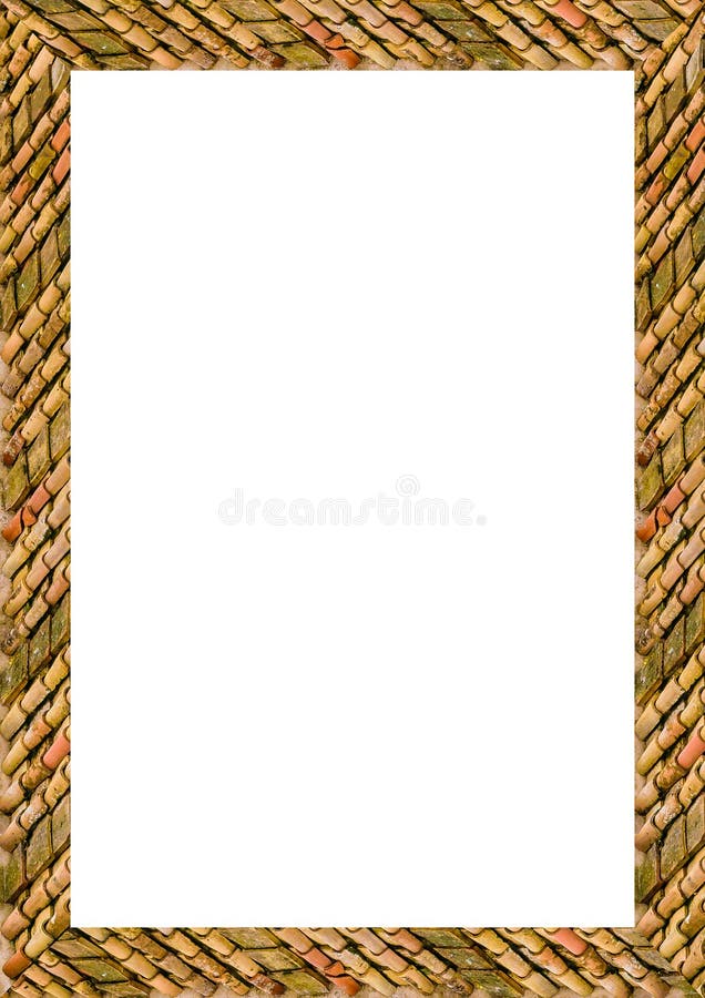 White Portrait Frame with Roof Texture Borders Stock Photo - Image of ...