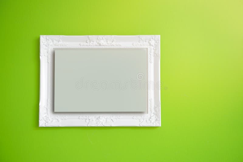White Frame, Blank Paper Frames on Green Wall. Stock Image - Image of ...