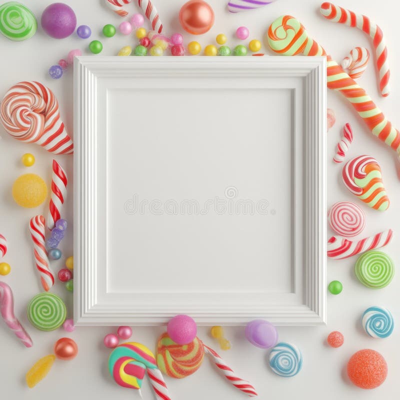 A White Frame with a Colorful Assortment of Candy and Sweets Stock ...