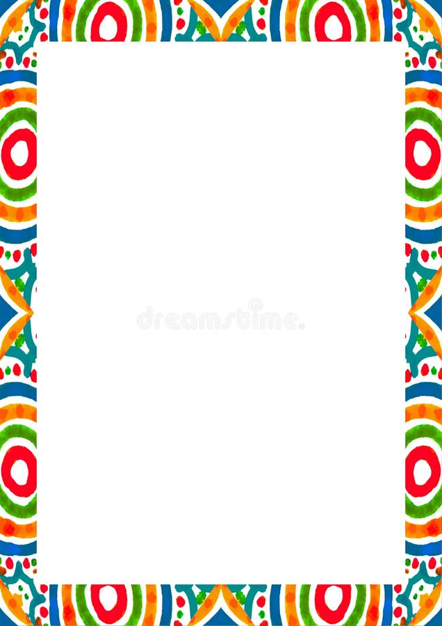 White Frame with Colorful Decorated Edges Stock Illustration ...