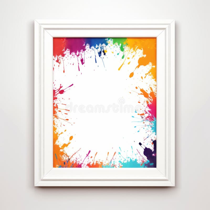A Red Paint Splatter on a White Background with a Square Frame Stock ...