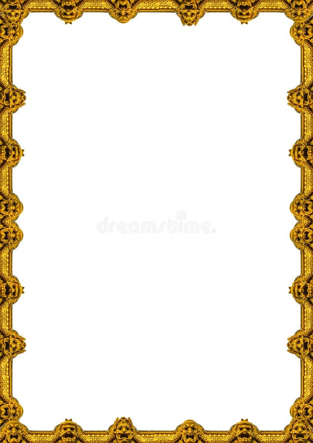 White Frame with Golden Sculpture Borders Stock Illustration ...