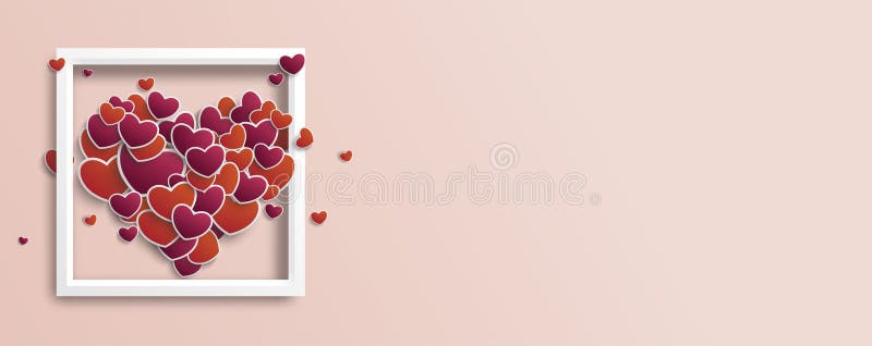 White Frame Heart of Hearts Oldpink Header Stock Vector - Illustration ...