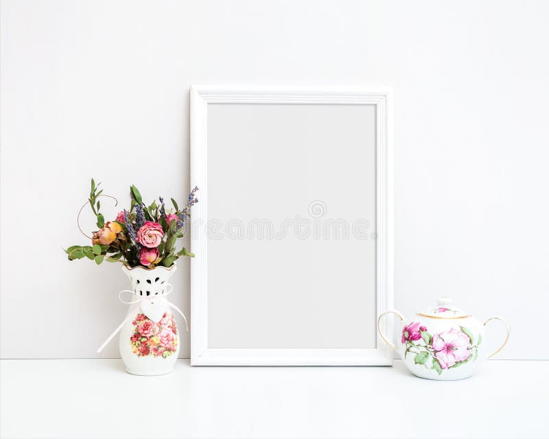 A4 A3 White Frame Mockup on the Table, White Background Stock Photo ...