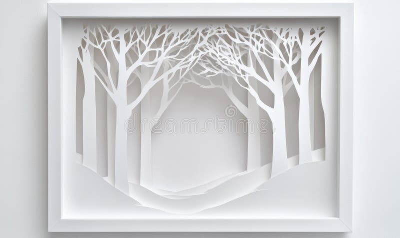 A White Frame with a Picture of Trees in it Stock Illustration ...