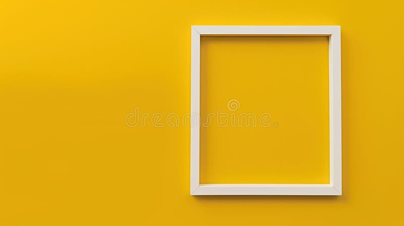 White Frame with Quotation Marks Isolated on a Bright Yellow Background ...
