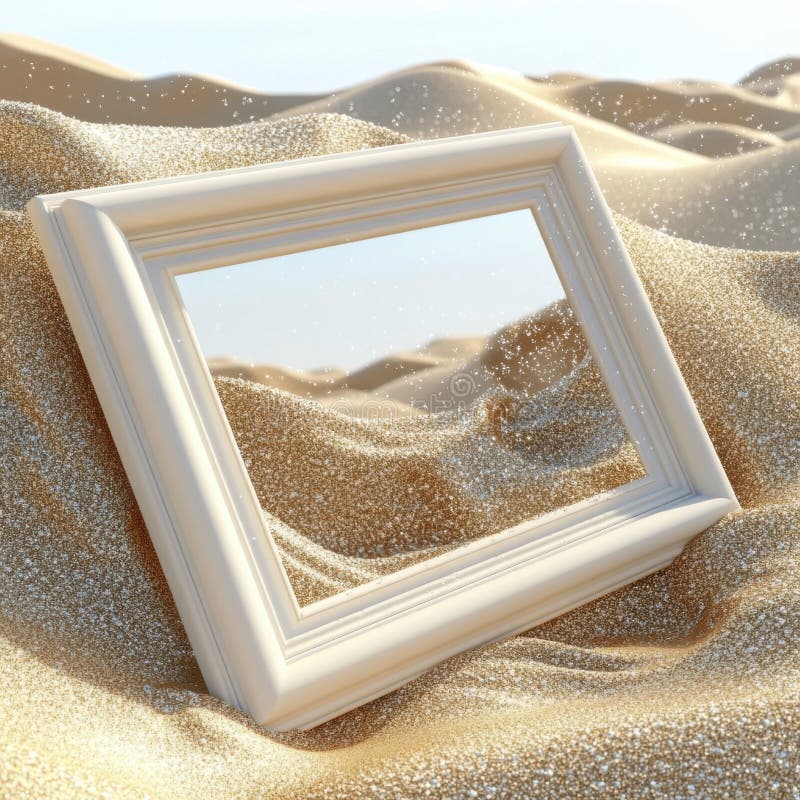 A White Frame is on Top of a Sandy Beach Stock Illustration ...