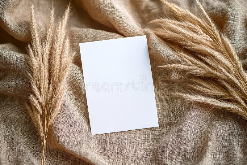 White Frame with a White Background Sits on a Beige Cloth. Stock Image ...