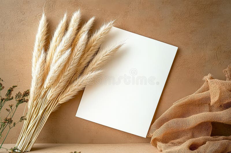 White Frame with a White Background Sits on a Beige Cloth. Stock Image ...