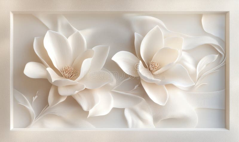 A White Framed Picture of Two Flowers Stock Image - Image of petal ...