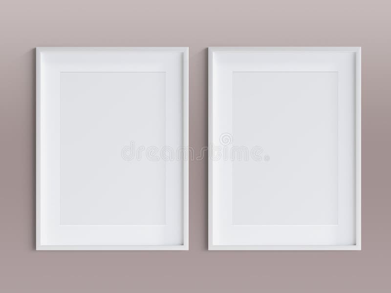 2 white frames on the wall stock illustration. Illustration of space ...