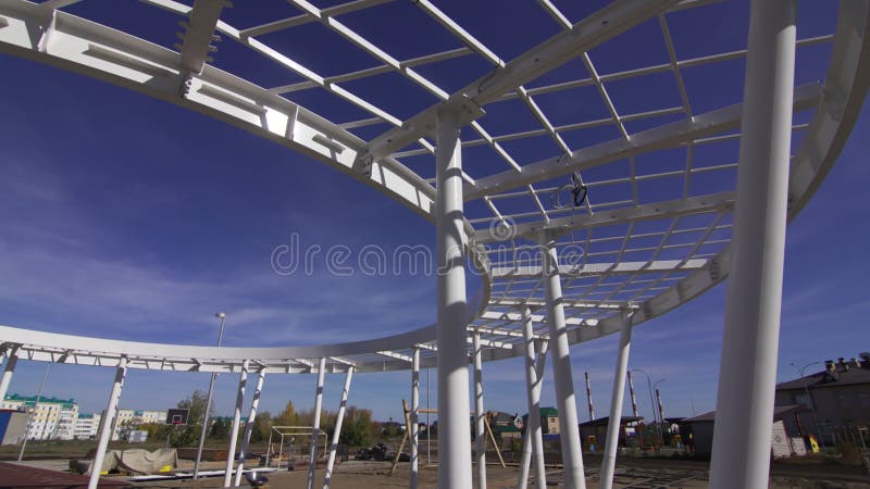 White Framework of Building Stands in Suburb of Town Stock Video ...