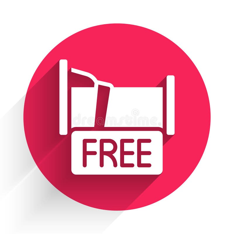 White Free Overnight Stay House Icon Isolated with Long Shadow. Red ...