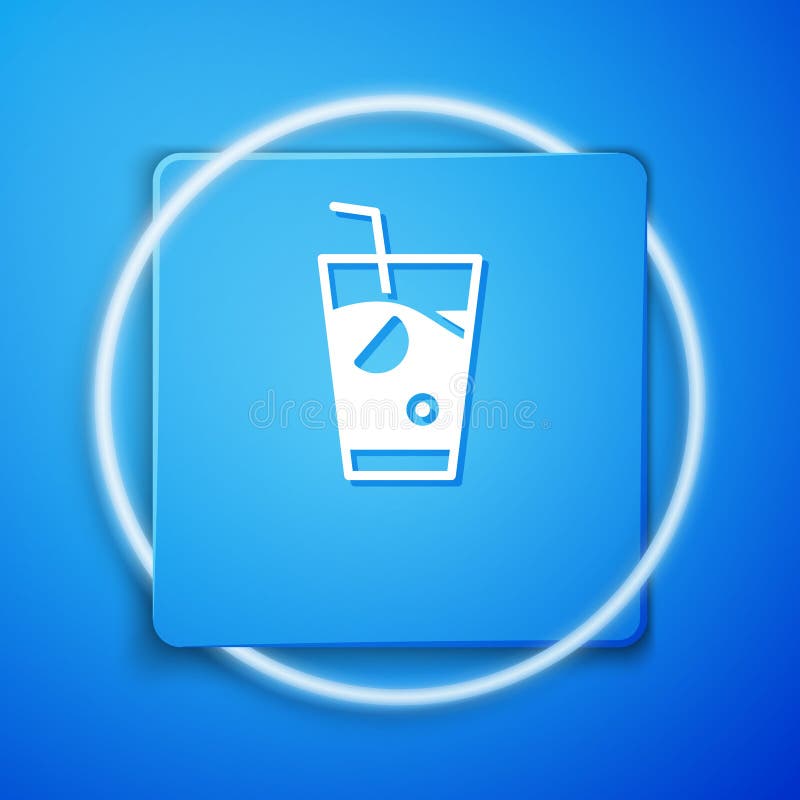 White Fresh Smoothie Icon Isolated on Blue Background. Blue Square ...
