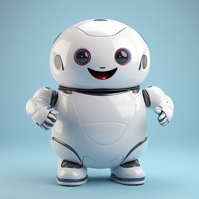 White Friendly Chubby Robot Stock Illustration - Illustration of three ...