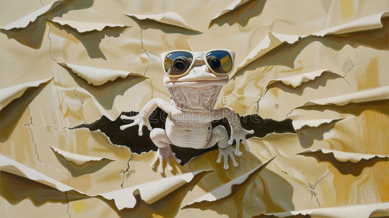 White Frog Peeking through Torn Paper Stock Illustration - Illustration ...