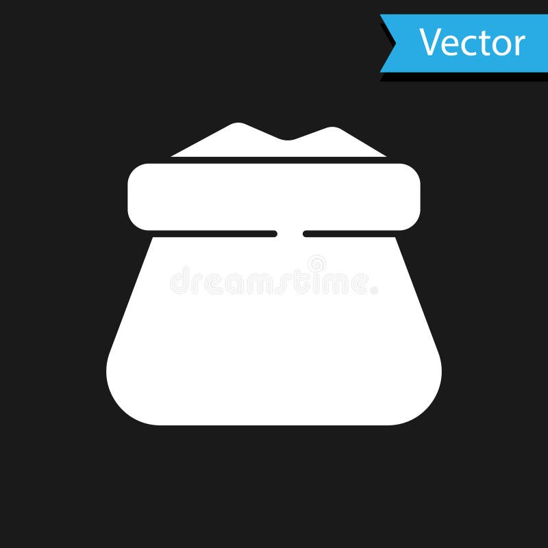 White Full Sack Icon Isolated on Black Background. Vector Stock Vector ...