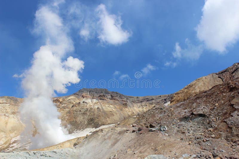 White Fumaroles of the Volcano Mutnovsky Kamchatka Stock Image - Image ...