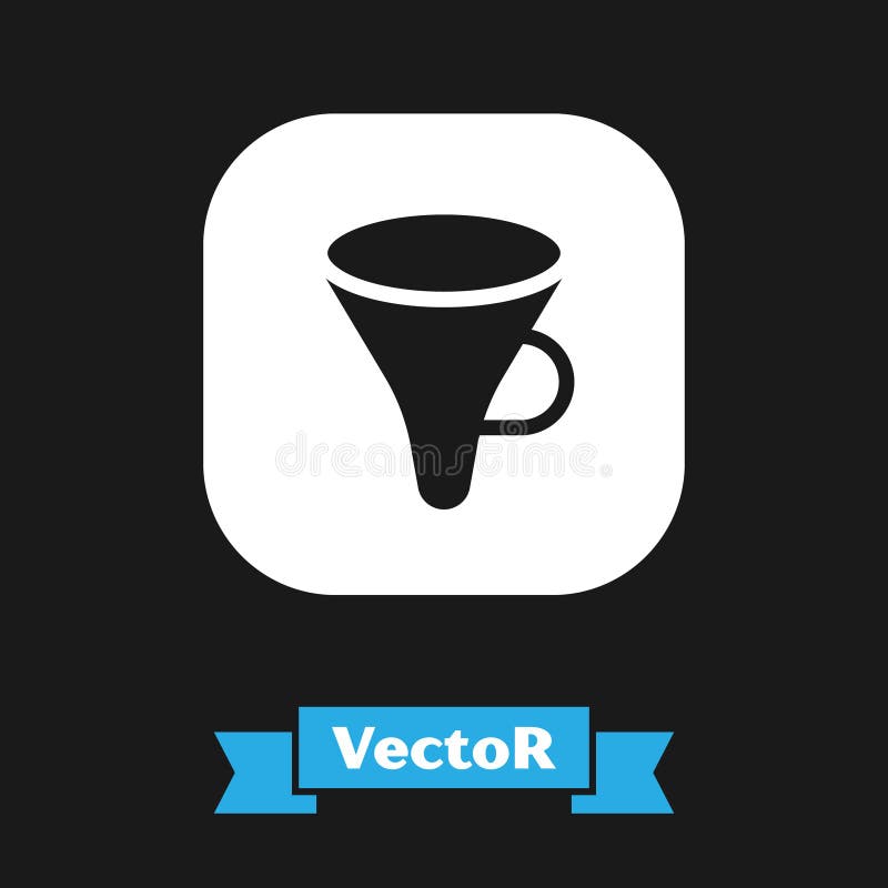 White Funnel or Filter Icon Isolated on Black Background. Vector Stock ...