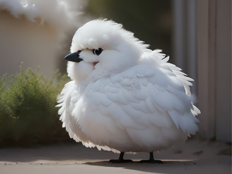 White Furry Bird Standing on Top of a Sand Stock Illustration ...