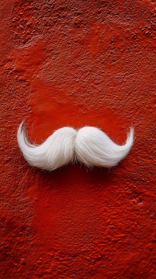 A White Furry Moustache on a Red Wall Stock Illustration - Illustration ...