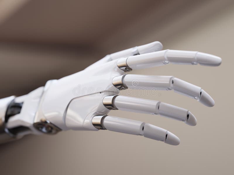 White Futuristic Android Hand Closeup 3d Illustration Stock ...