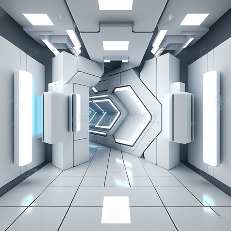 White Futuristic Background Abstract. Room of Space City Sci Fi Texture ...