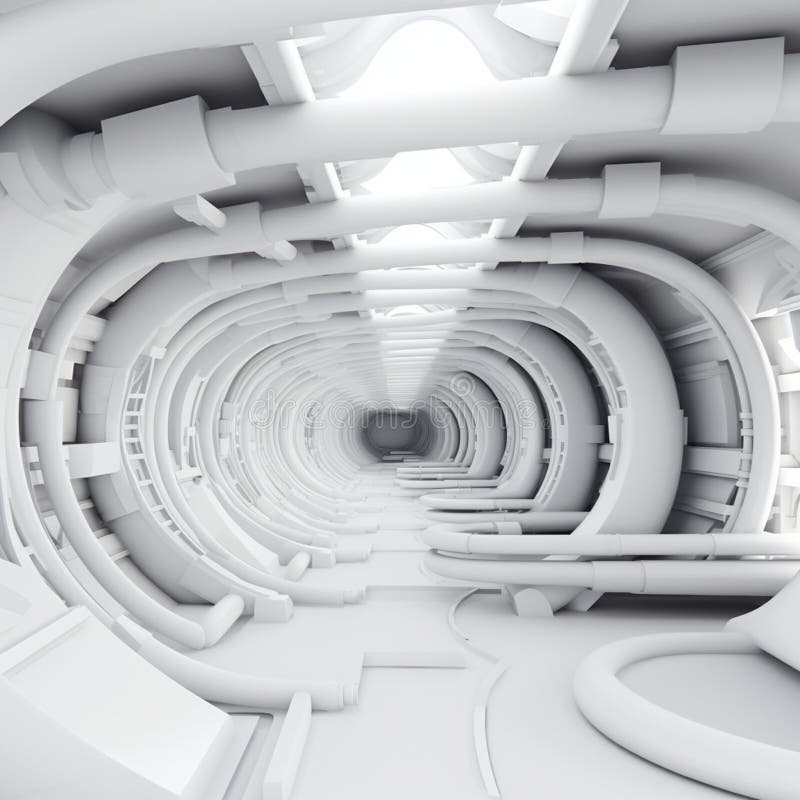 White Futuristic Background Abstract. Room of Space City Sci Fi Texture ...
