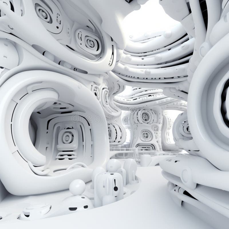 White Futuristic Background Abstract. Room of Space City Sci Fi Texture ...