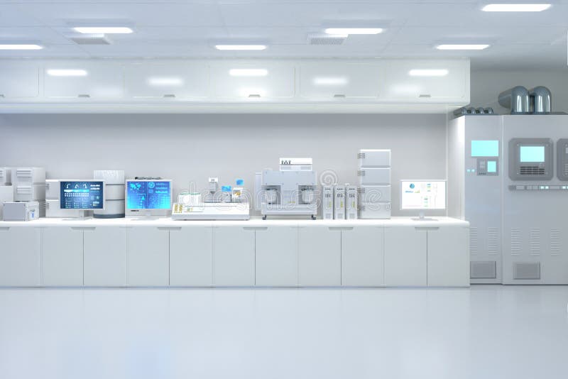 White Futuristic Digital Laboratory with Machine and Computer Screen ... White Futuristic Digital Laboratory with Machine and Computer Screen ...